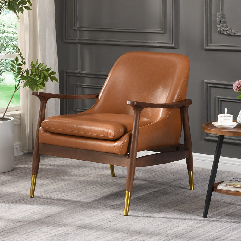 Brown leather chair wayfair store